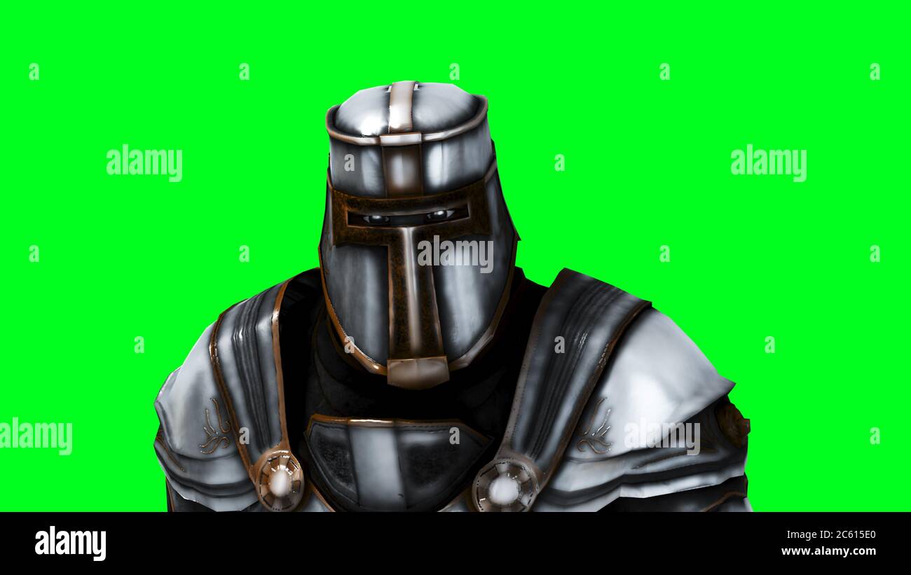 Knight isolate on green screen. Realistic 3d rendering Stock Photo - Alamy