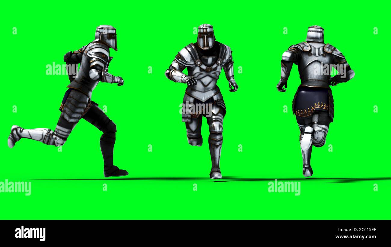 Knight isolate on green screen. Realistic 3d rendering Stock Photo - Alamy