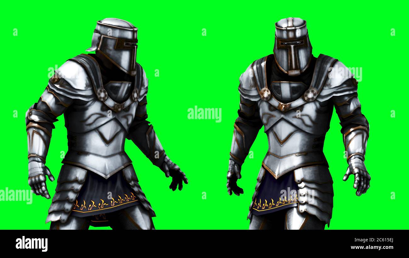 Knight isolate on green screen. Realistic 3d rendering Stock Photo - Alamy