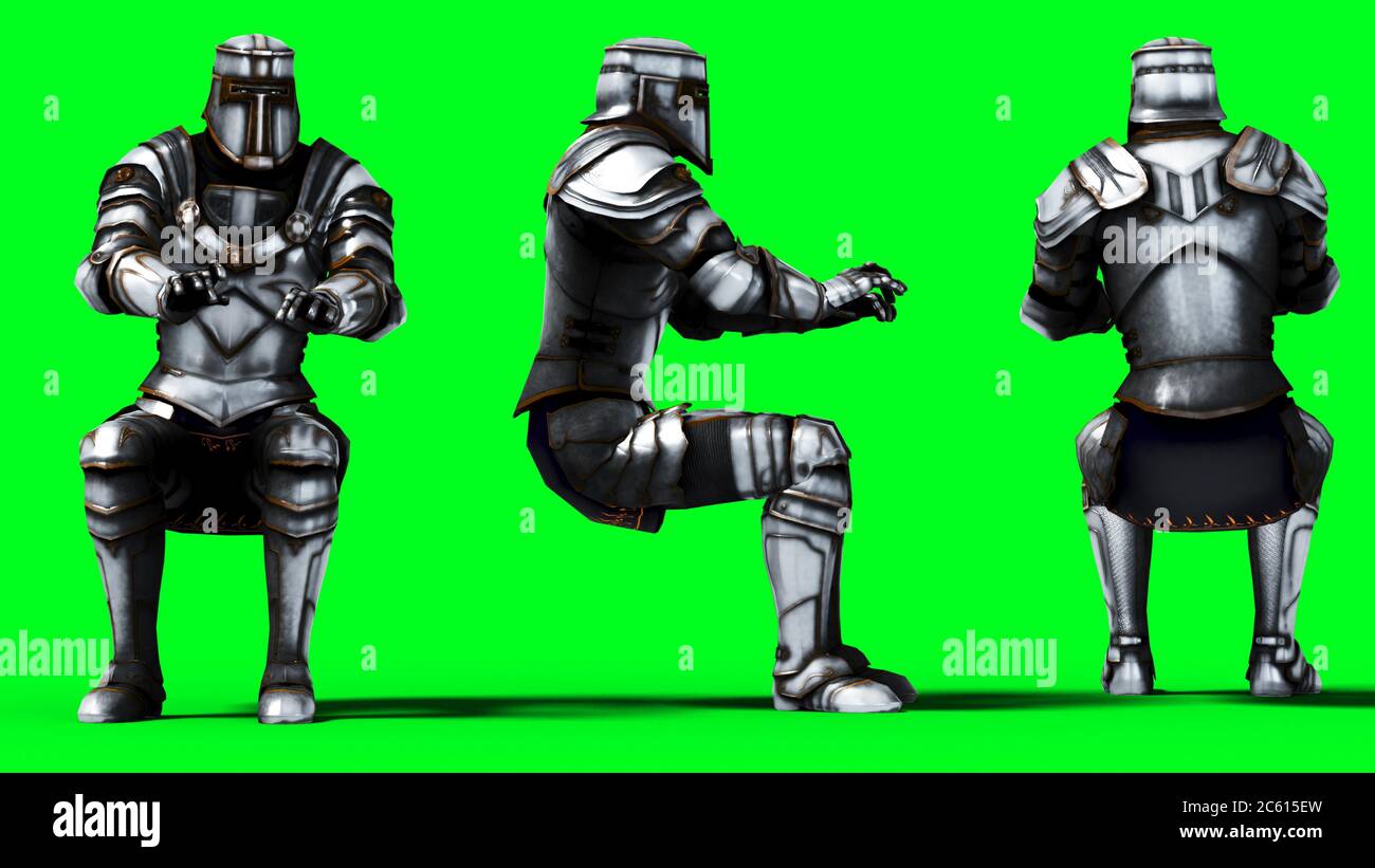 Knight isolate on green screen. Realistic 3d rendering Stock Photo - Alamy