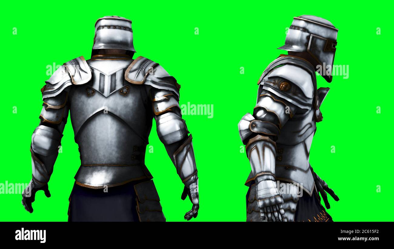 Knight isolate on green screen. Realistic 3d rendering Stock Photo - Alamy