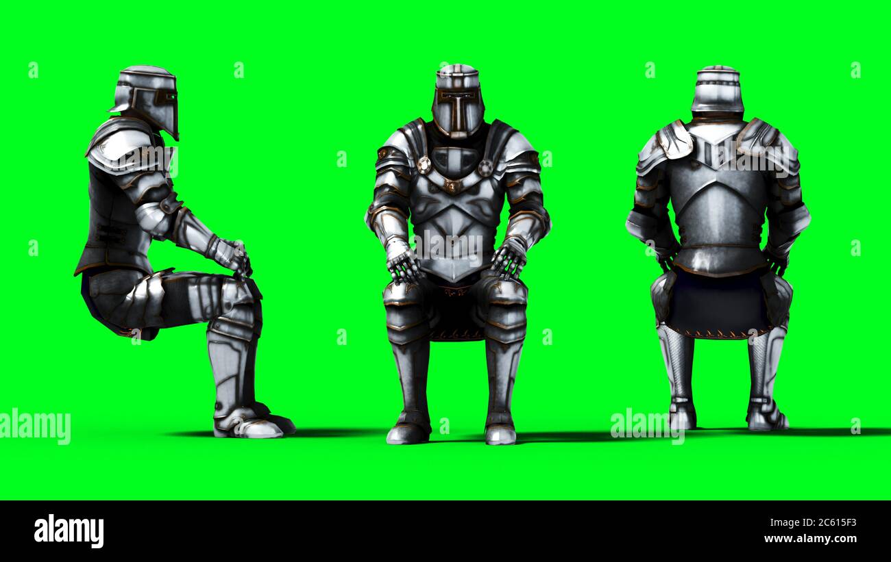 Knight isolate on green screen. Realistic 3d rendering Stock Photo - Alamy
