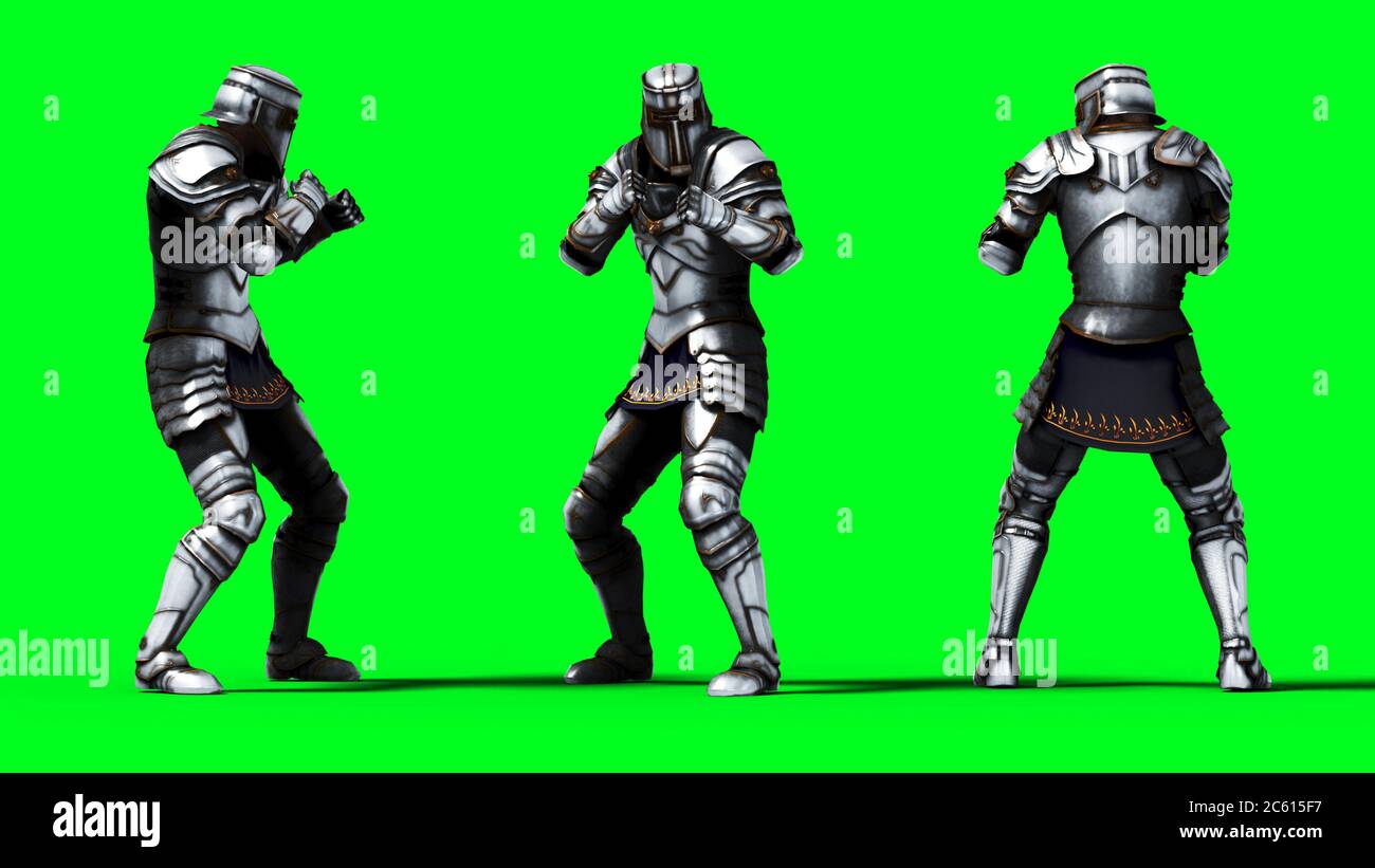 Knight isolate on green screen. Realistic 3d rendering Stock Photo - Alamy