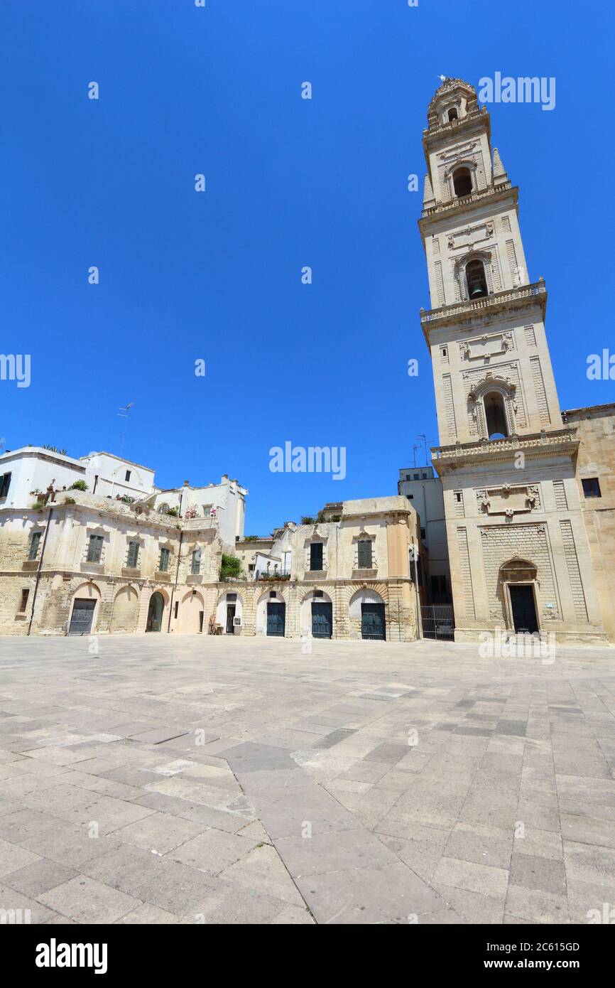 Lecce Cathedral bell tower in Italy. Baroque architecture - campanile ...