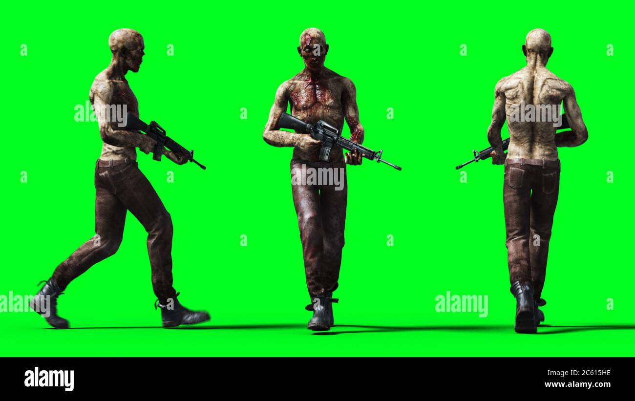 Zombie green screen isolate. Realistic 3d rendering Stock Photo - Alamy