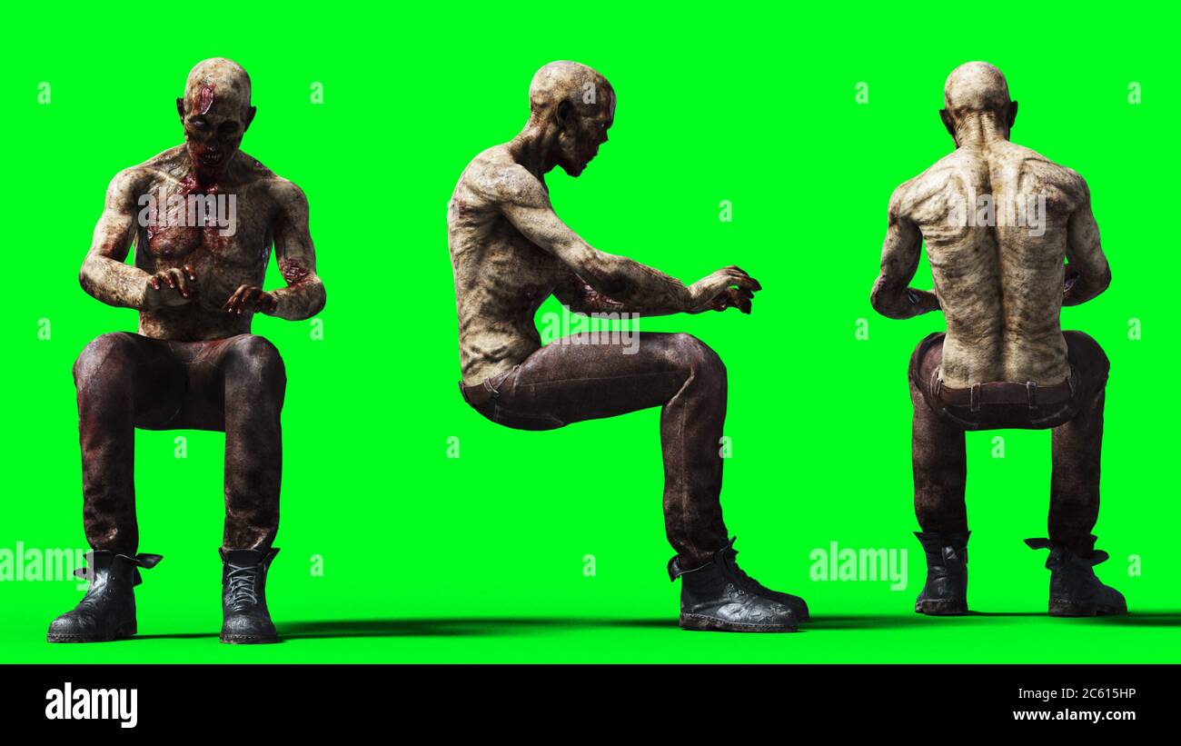 Zombie green screen isolate. Realistic 3d rendering Stock Photo - Alamy