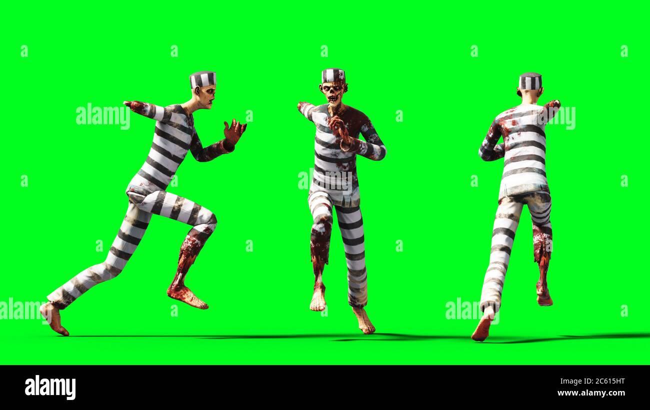 Zombie green screen isolate. Realistic 3d rendering Stock Photo - Alamy