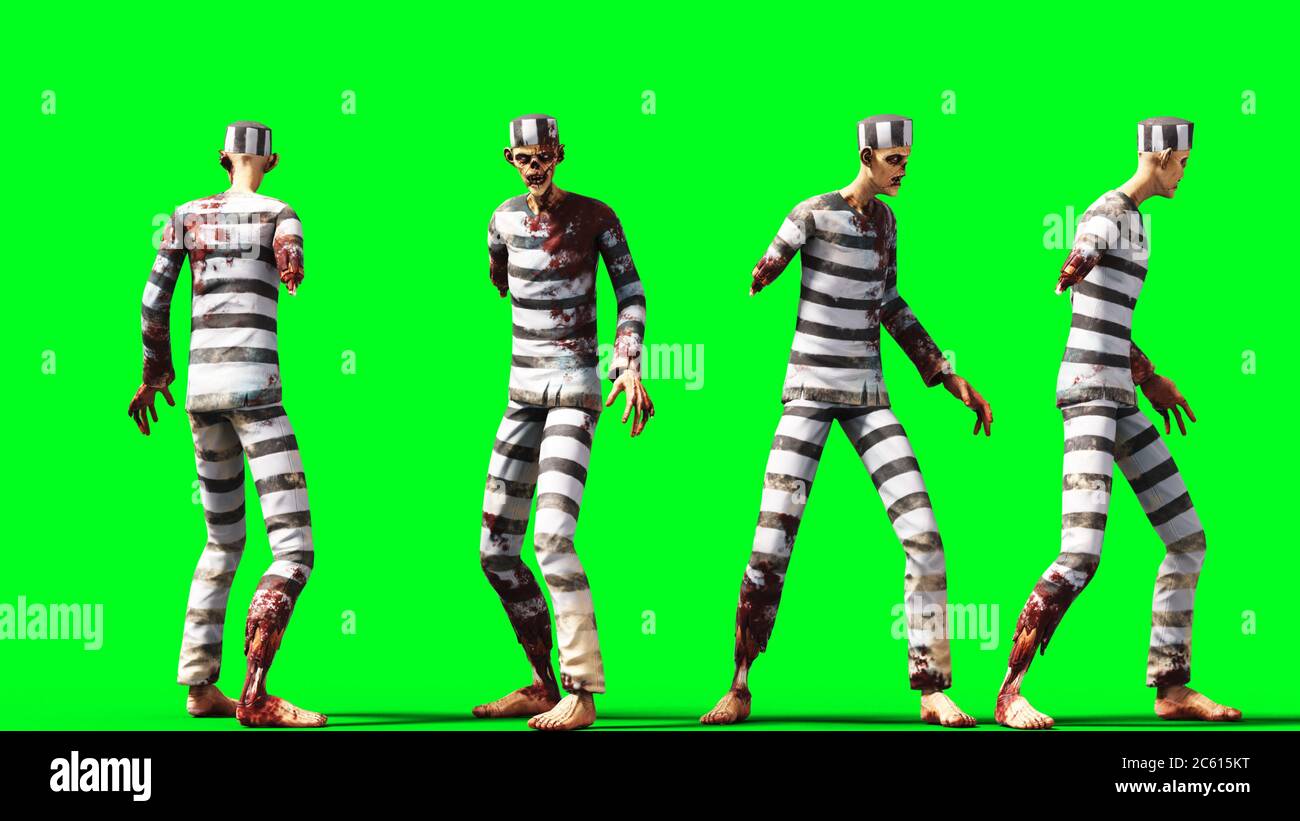 Zombie green screen isolate. Realistic 3d rendering Stock Photo - Alamy