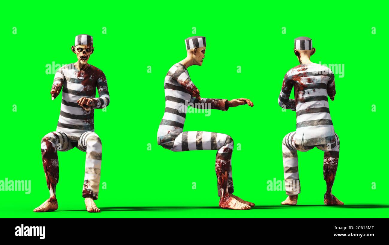 Zombie green screen isolate. Realistic 3d rendering Stock Photo - Alamy
