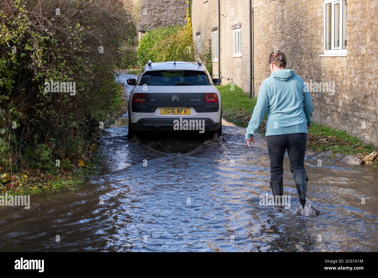 Flooded roads in the village of Cerney Wick after more heavy rain fall ...