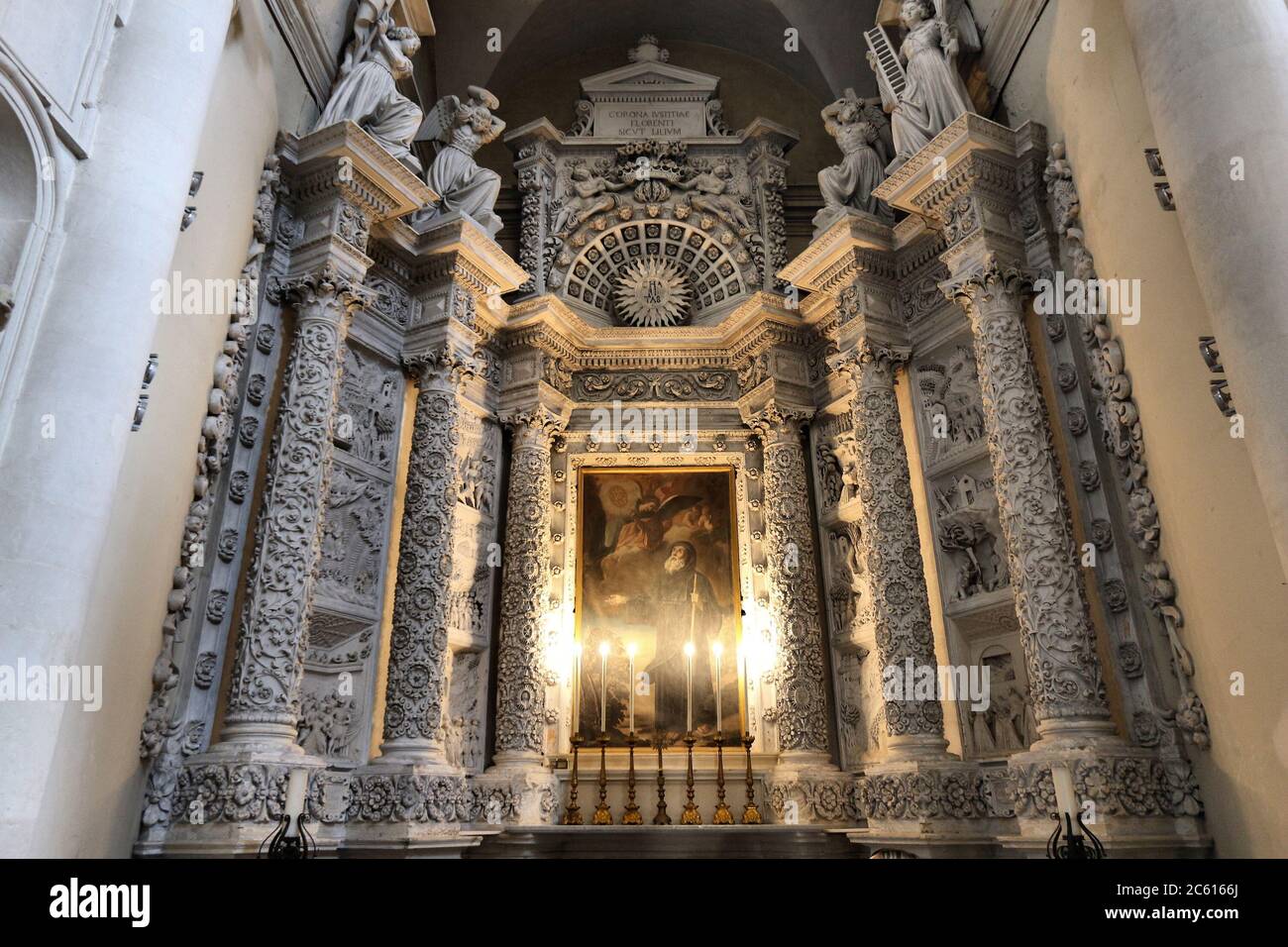 LECCE, ITALY - JUNE 1, 2017: Chapel at Basilica di Santa Croce in Lecce ...