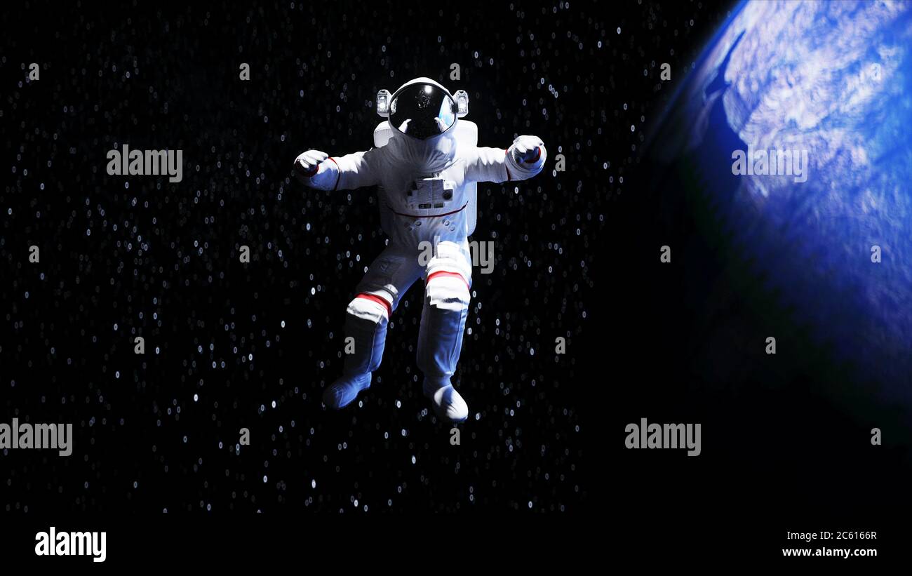 Astronaut levitation in space. realistic 3d rendering Stock Photo - Alamy