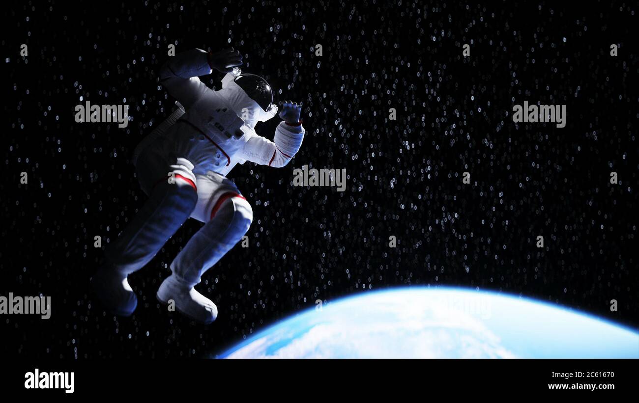 Astronaut levitation in space. realistic 3d rendering Stock Photo - Alamy