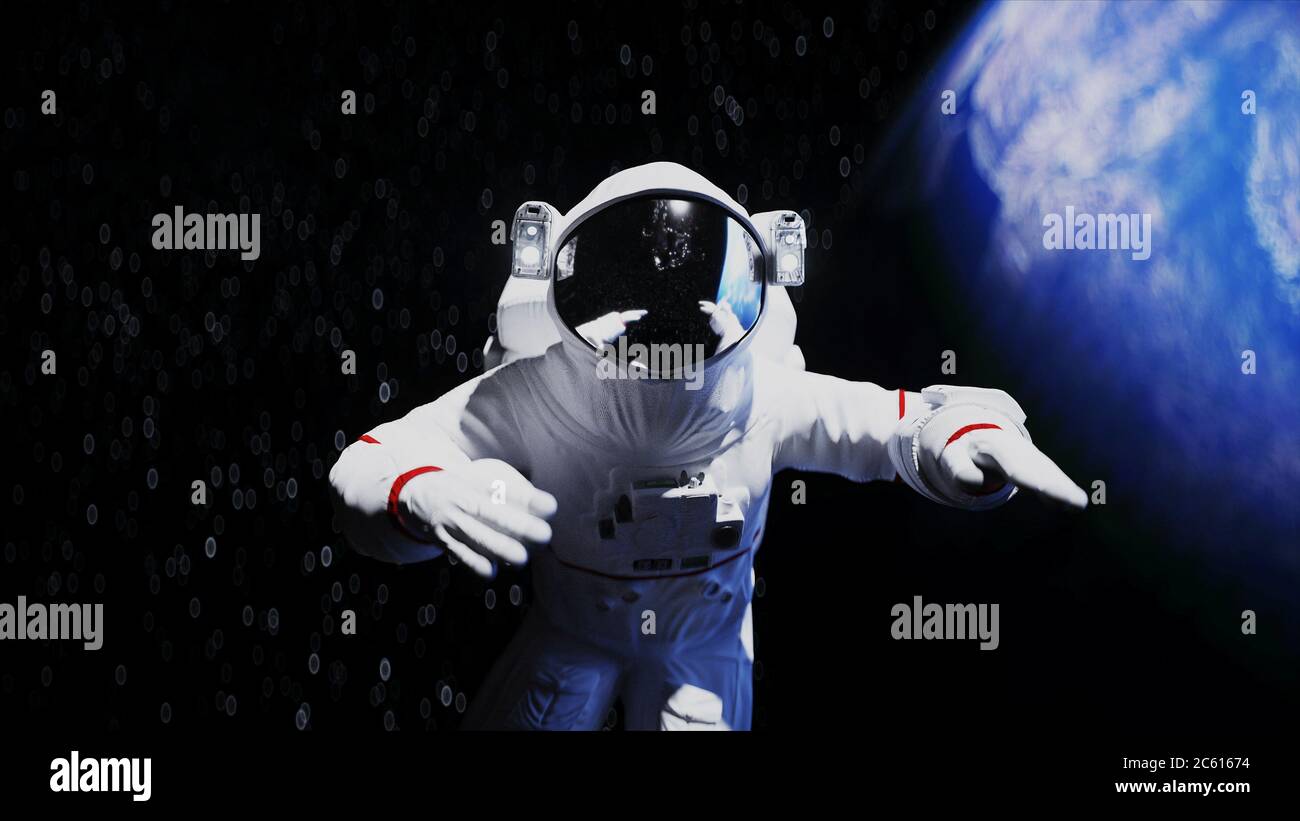 Astronaut levitation in space. realistic 3d rendering Stock Photo - Alamy