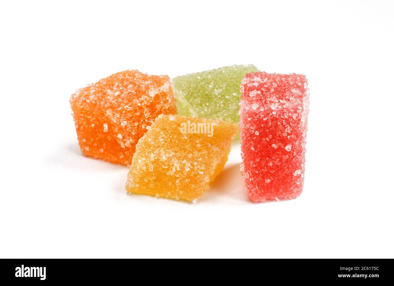 Square shaped gelatin in different colors isolated on white background ...