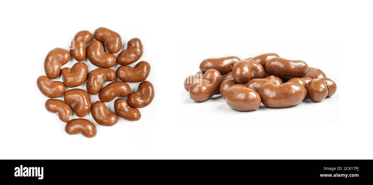 Peanut flips covered with milk chocolate and isolated on white ...