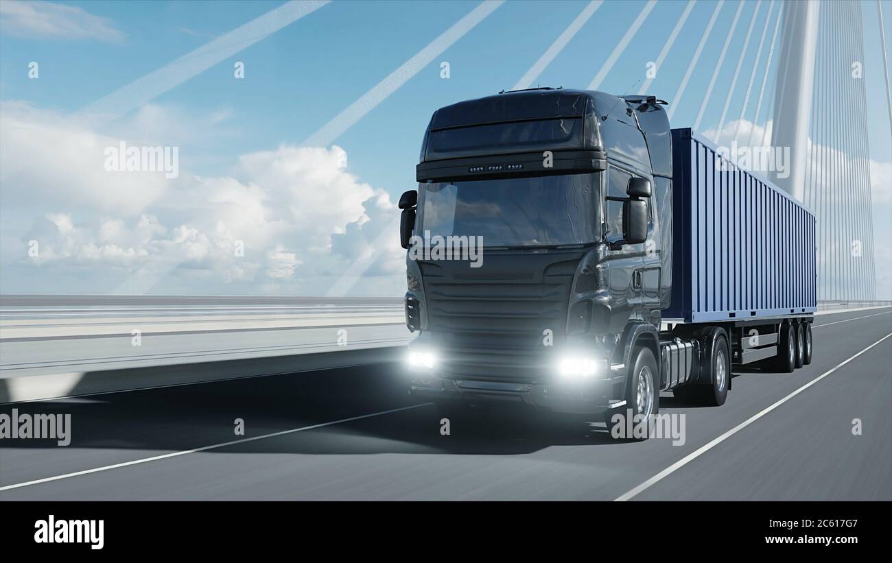 3d model of truck on the bridge. 3d rendering Stock Photo - Alamy