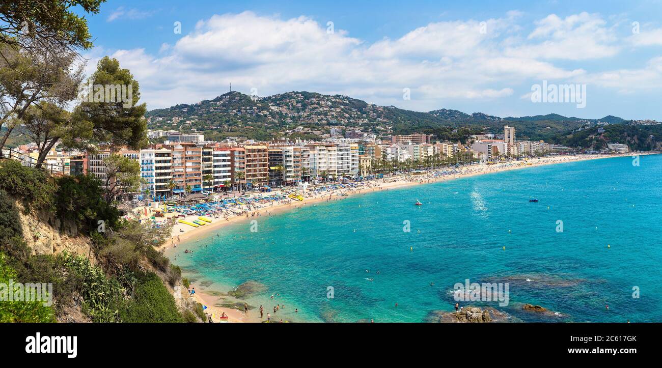 Beaches in Lloret de Mar in a beautiful summer day, Costa Brava ...