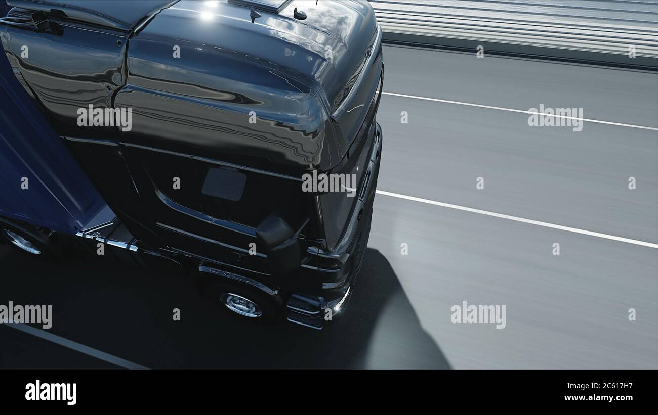 3d model of truck on the bridge. 3d rendering Stock Photo - Alamy