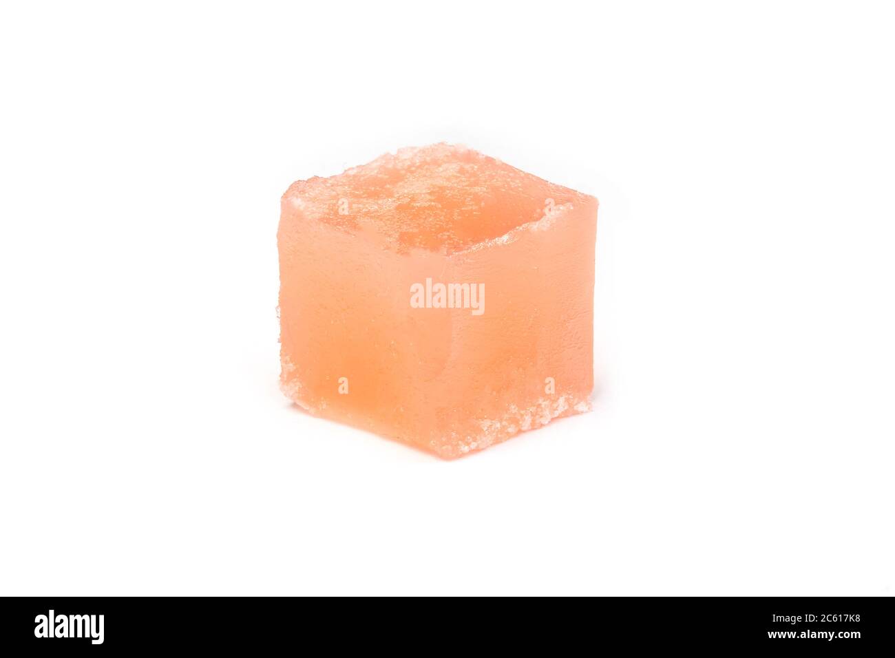 Red jelly cube isolated on white background. Gelatin square food snack ...