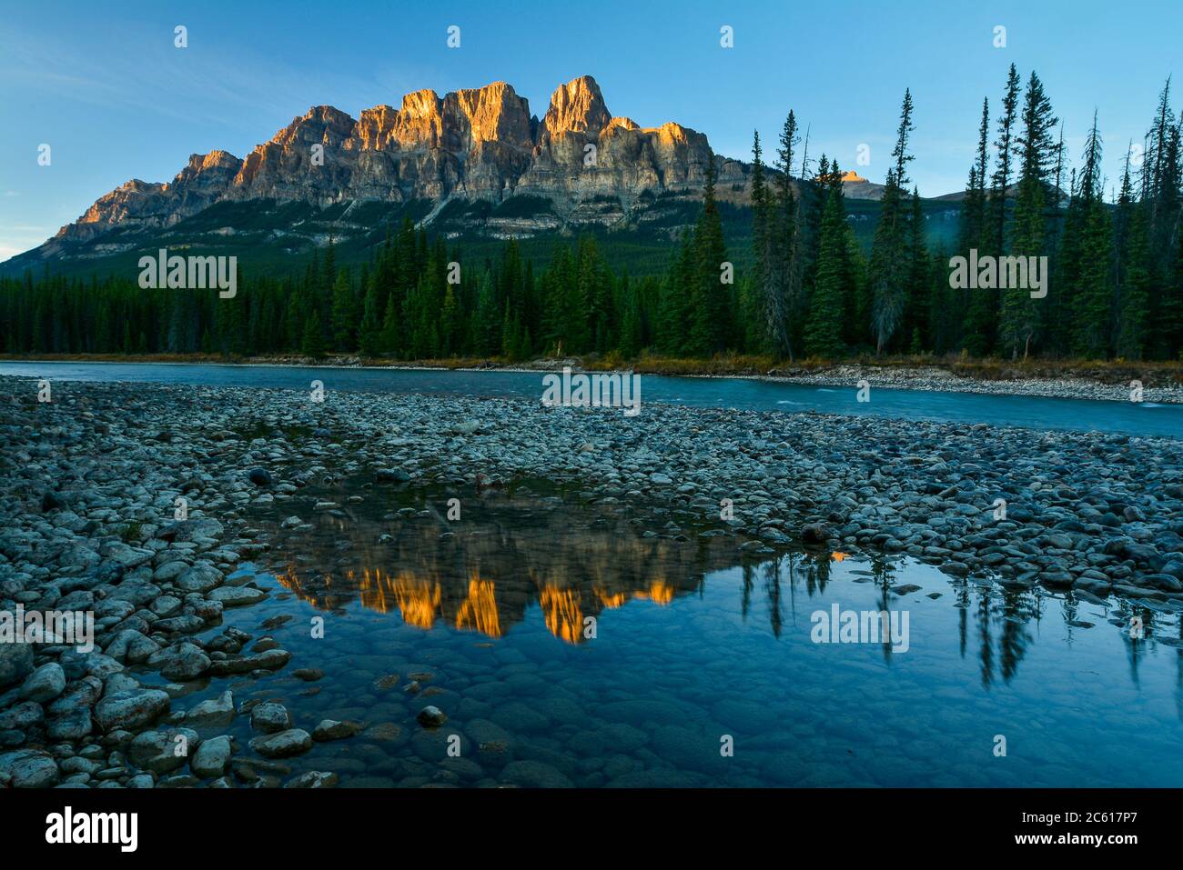 Sunset on Castle Mountain, Canada Stock Photo - Alamy