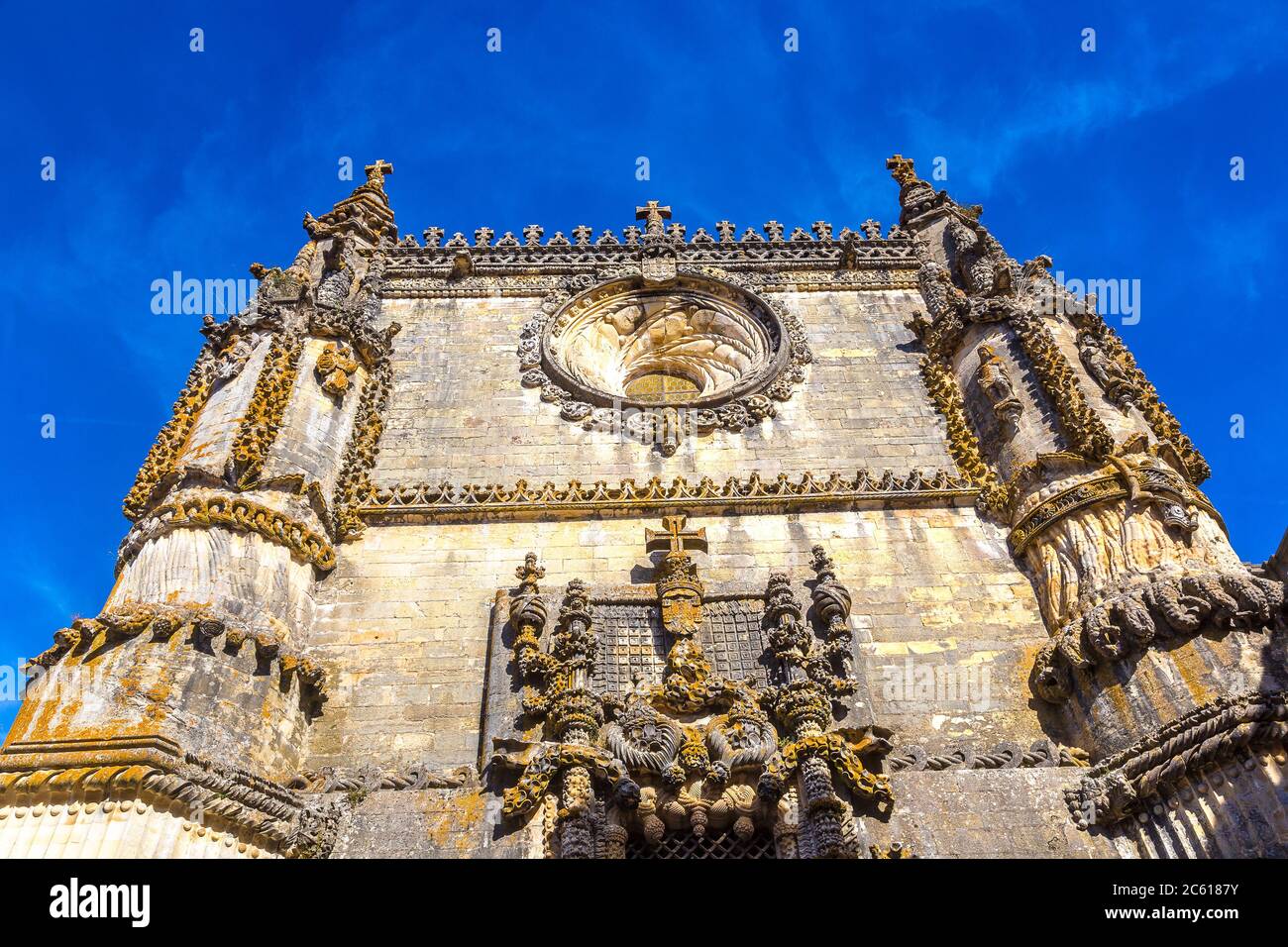 Facade of the Convent of Christ with its famous intricate Manueline ...