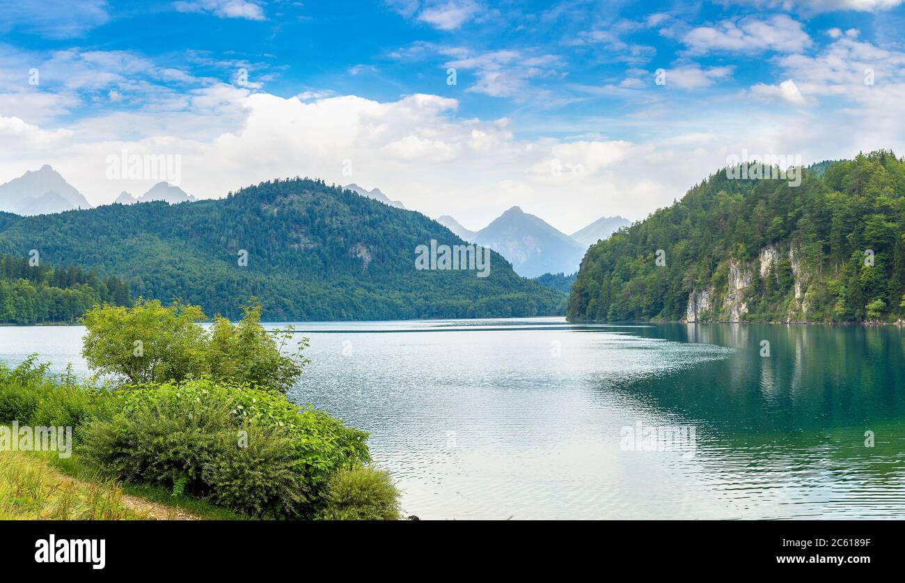 Hohenschwangau Castle and Alps in Fussen, Bavaria, Germany in a ...
