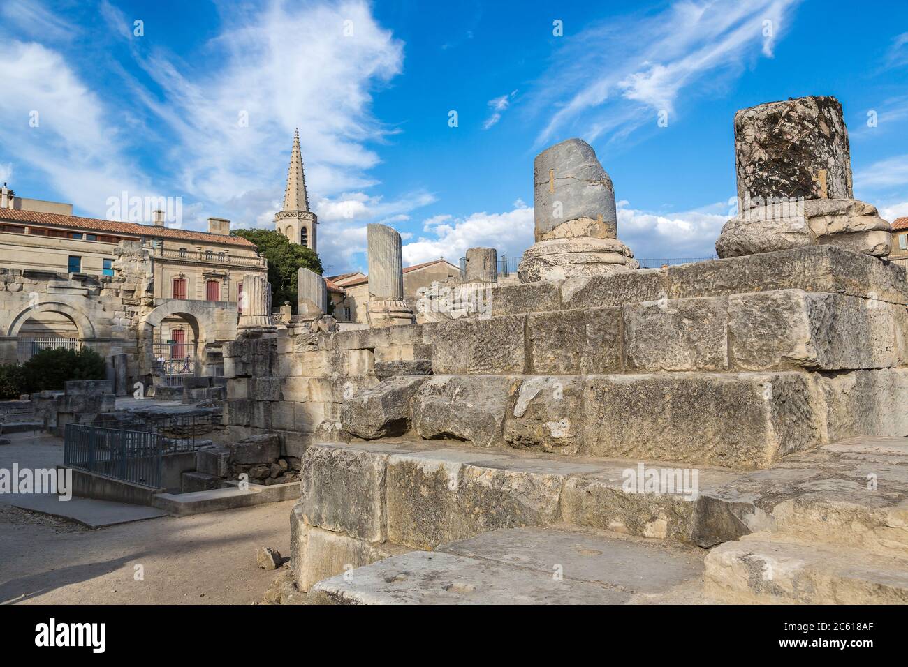 Roman amphitheatre in Arles, France in a beautiful summer day Stock ...