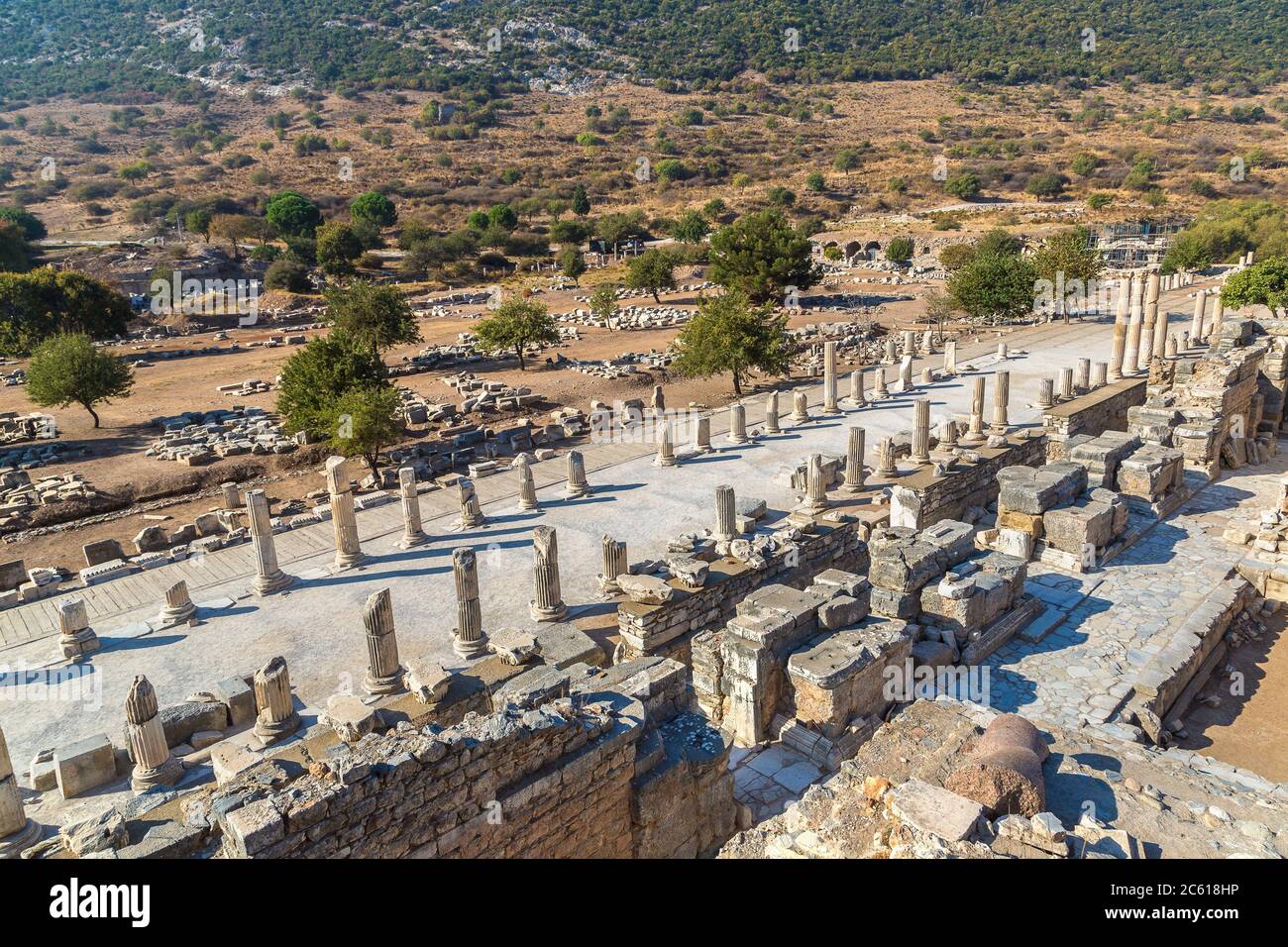 Ruins of the ancient city Ephesus, the ancient Greek city in Turkey, in ...