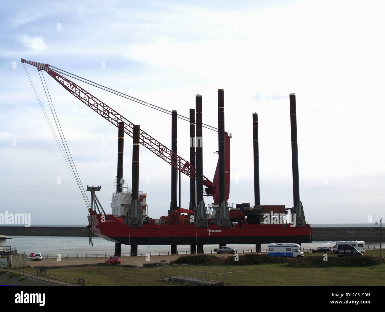 Excalibur. the largest in the Fugro fleet of jack-up barges at Newhaven ...