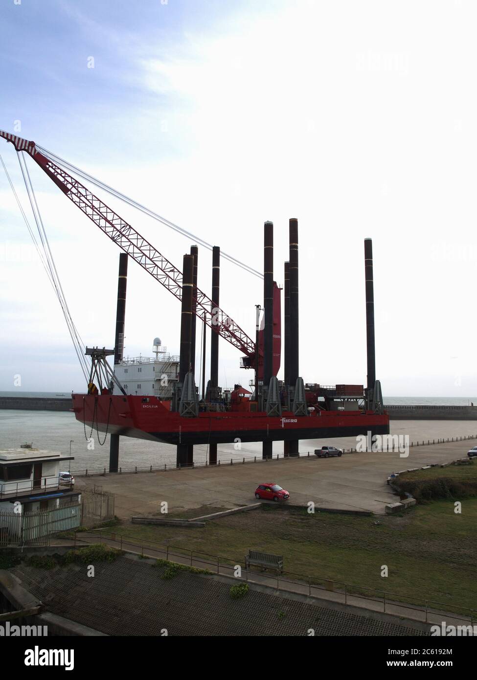 Excalibur. the largest in the Fugro fleet of jack-up barges at Newhaven ...