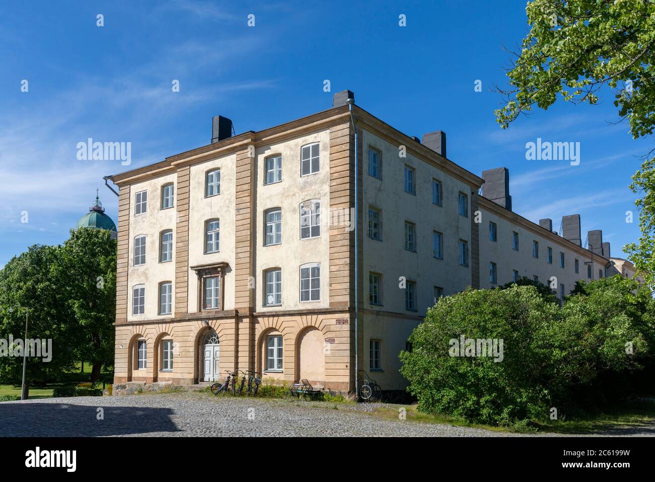 Residential building on island in front of Helsinki, Finland Stock ...