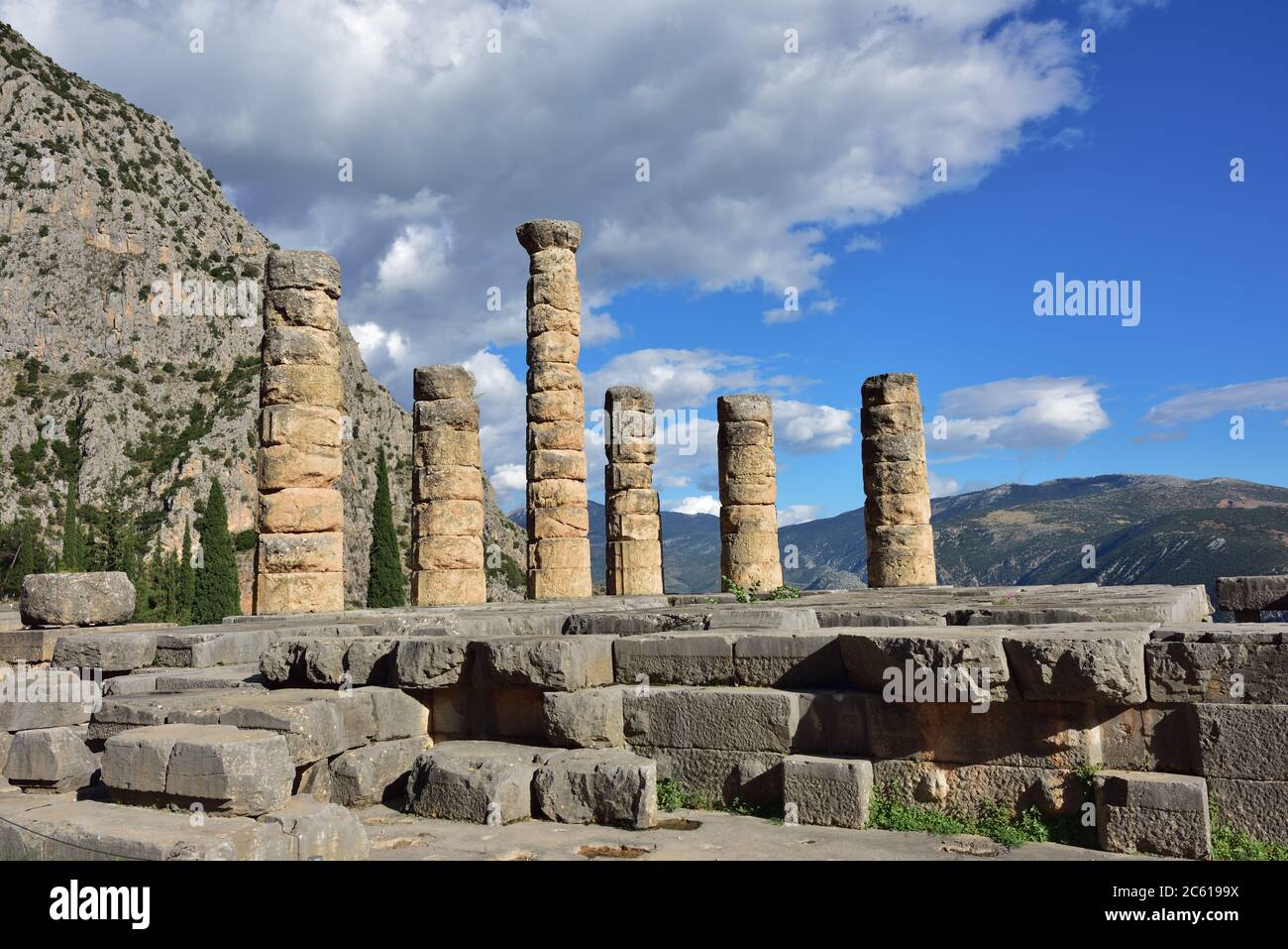 Apollo Temple in Delphi, an archaeological site in Greece, at the Mount ...