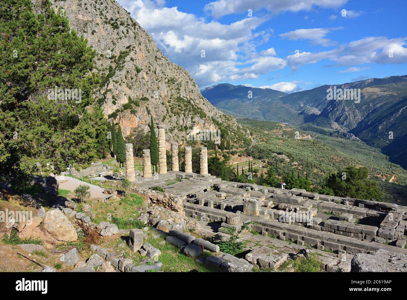 Apollo Temple in Delphi, an archaeological site in Greece, at the Mount ...