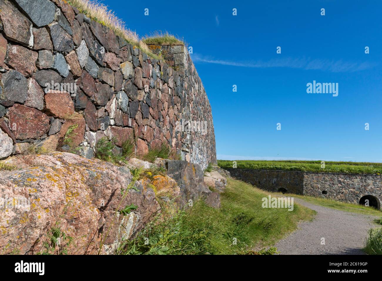 Finnish historical fortification walls on island in Baltic Sea near ...