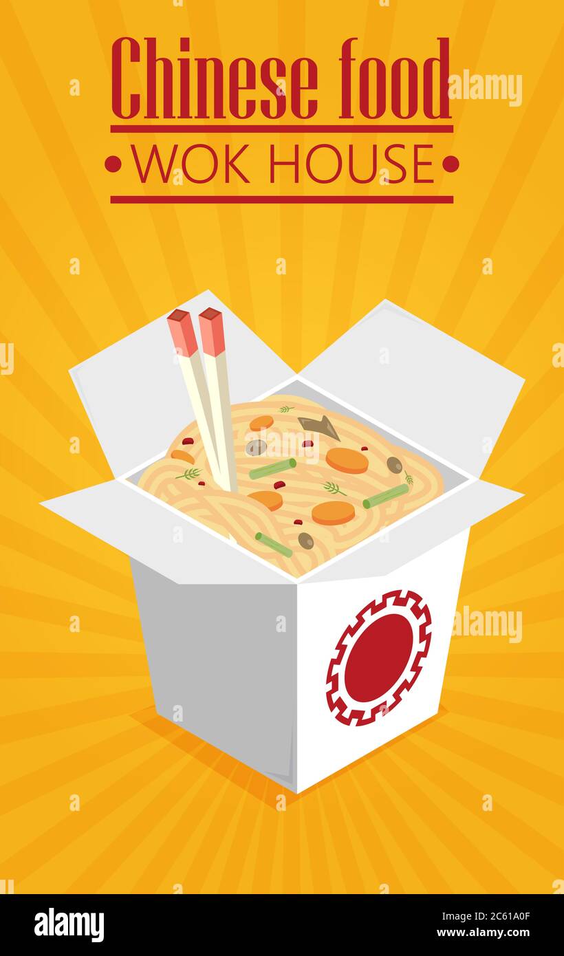 Vector asian wok box chineese restaurant logo. Brand sign Stock Vector ...