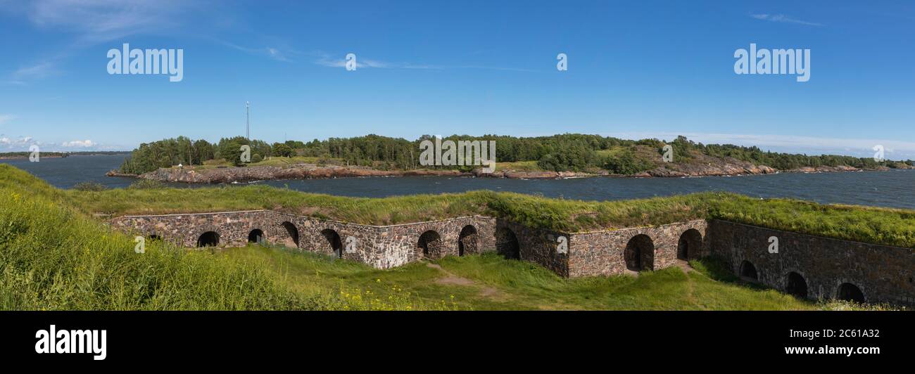 Finnish historical fortification walls on island in Baltic Sea near ...