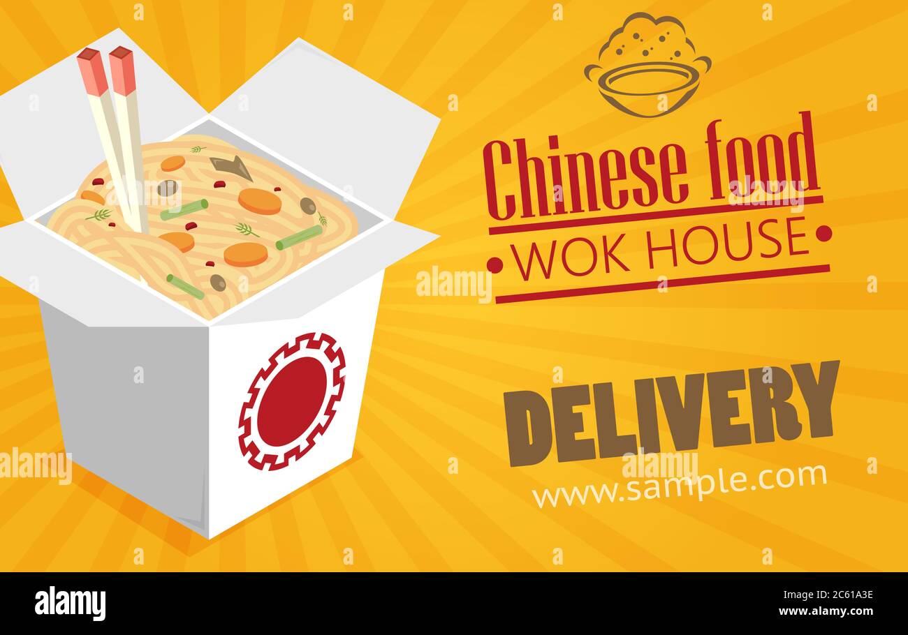 Vector asian wok box chineese restaurant logo. Brand sign Stock Vector ...