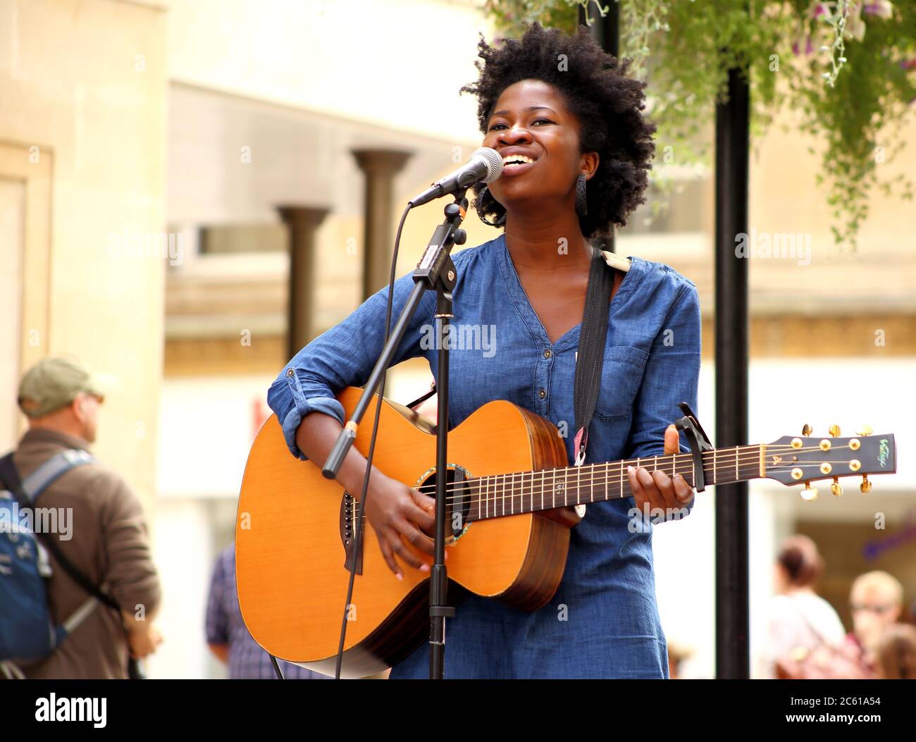 Busker in the Union street, Bath, England, 08.29.2015 A picture of a ...