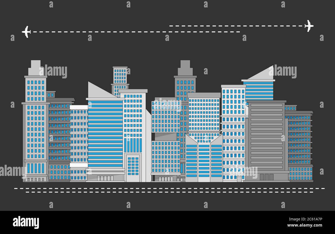 Modern city landscape. Vector illustration. Flat Stock Vector Image ...