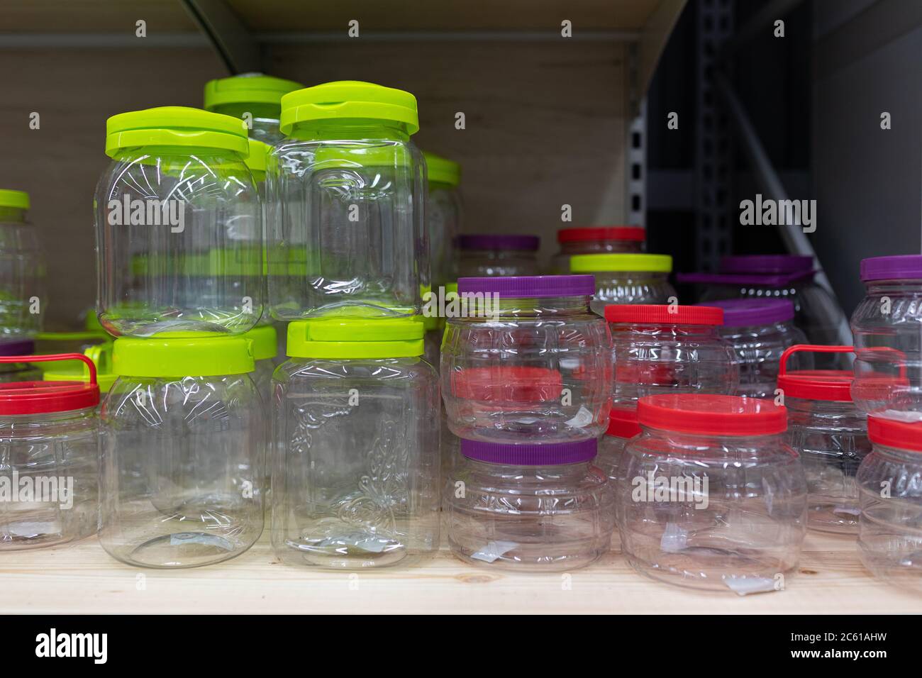 glass jars in the store for bulk and other food products Stock Photo ...