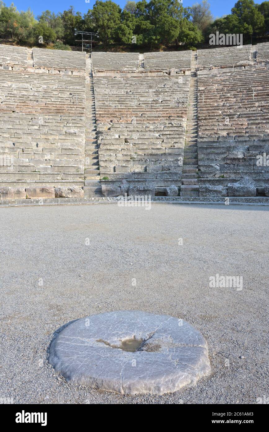 Greece. Ancient Theatre in Epidaurus (also Epidauros, Epidavros) built ...