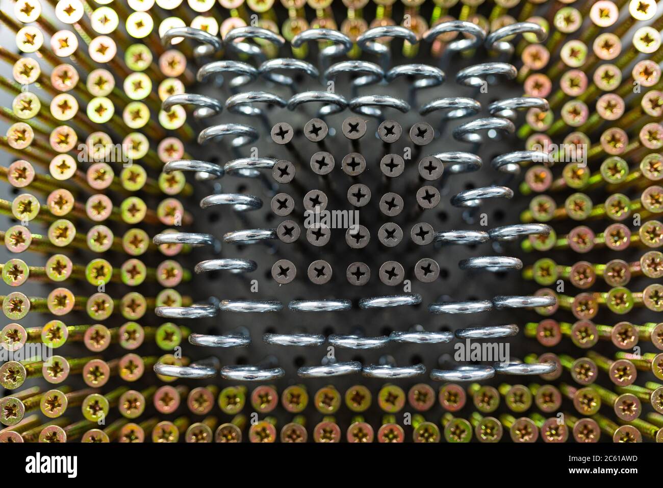 golden and silver strong nails close-up in a hardware store Stock Photo ...