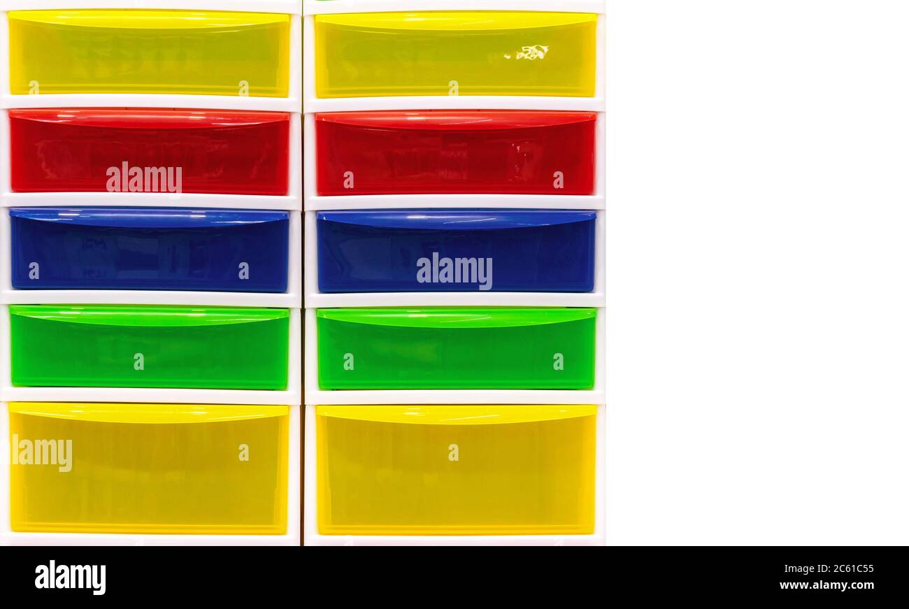 Multi-colored plastic containers. Bright storage systems for things ...