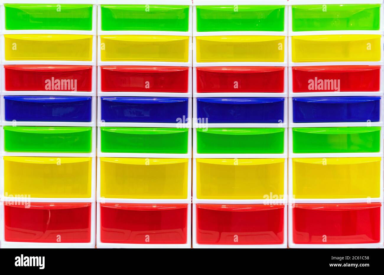 Multi-colored plastic containers. Bright storage systems for things ...
