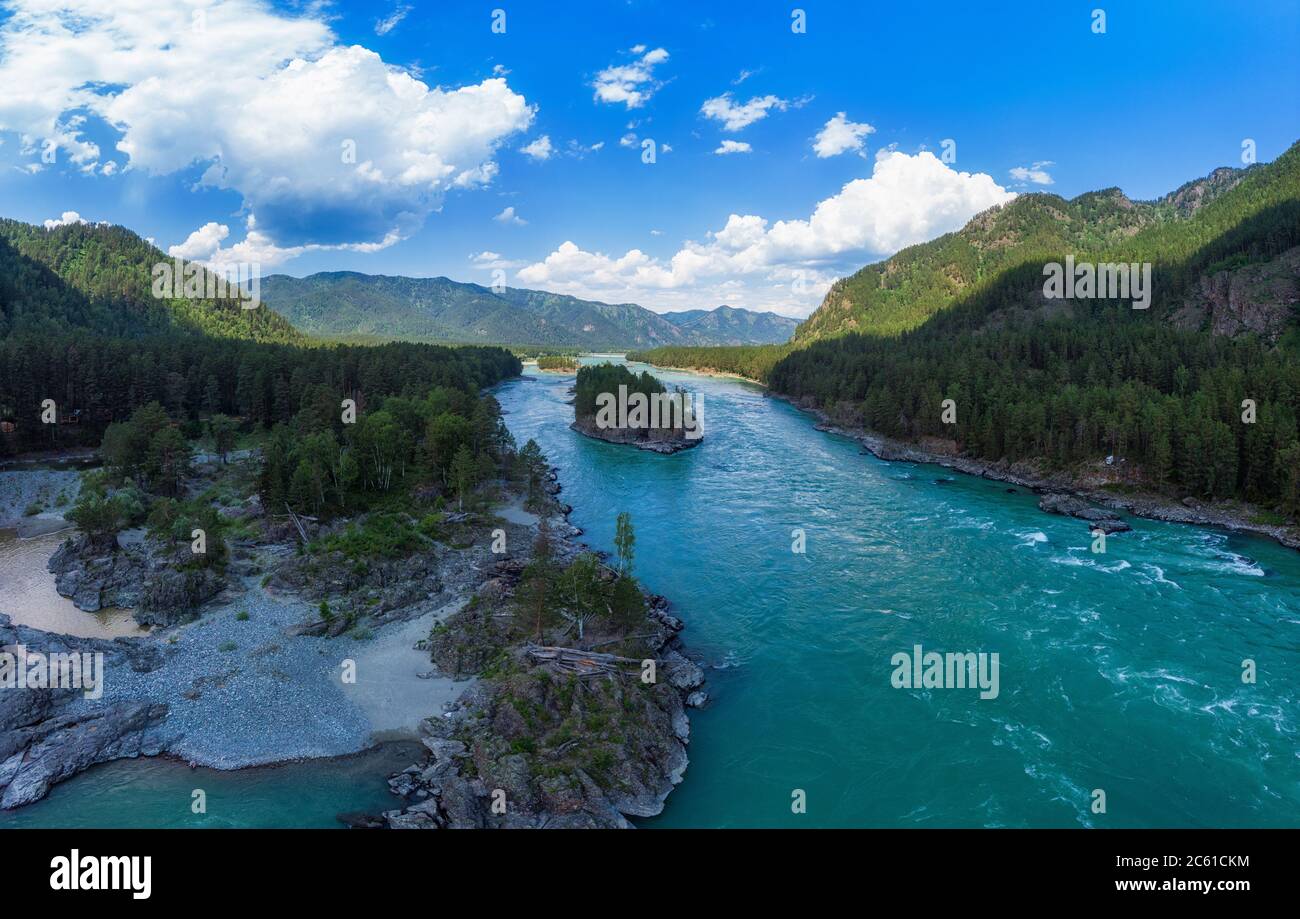 Aerial view of Katun river Stock Photo - Alamy
