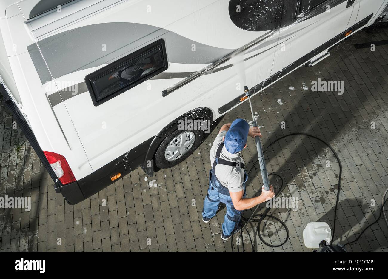 Recreational Vehicles and Travel Industry. RV Service Worker Pressure ...