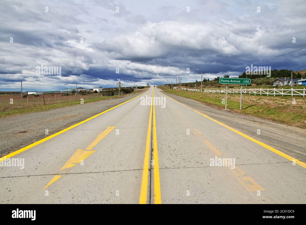 The highway to Punta Arenas in Patagonia, Chile Stock Photo - Alamy