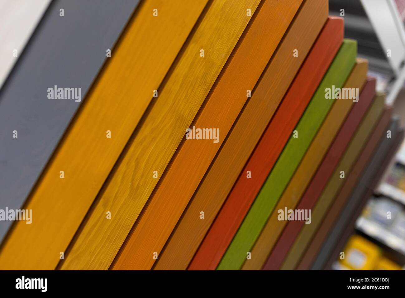 hardware store: a wide range of paints with a wide color palette Stock ...