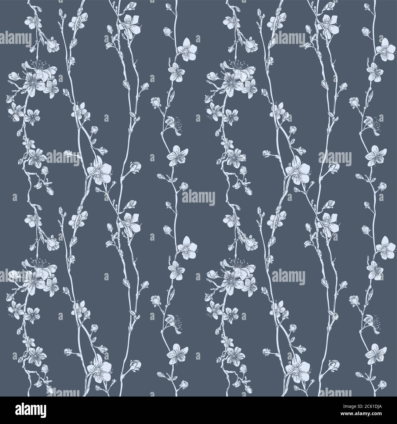 Cherry tree blossom blue Stock Vector Images - Alamy